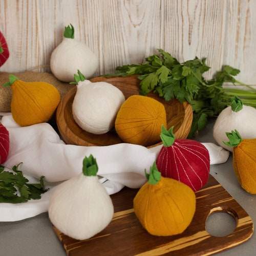 Onion Play Food felt Food Vegetables Fruits Pretend Play - Etsy
