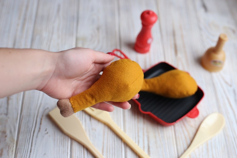Drumsticks, Chicken Leg Play Food (felt Food, Pretend Play Kids Kitchen ...