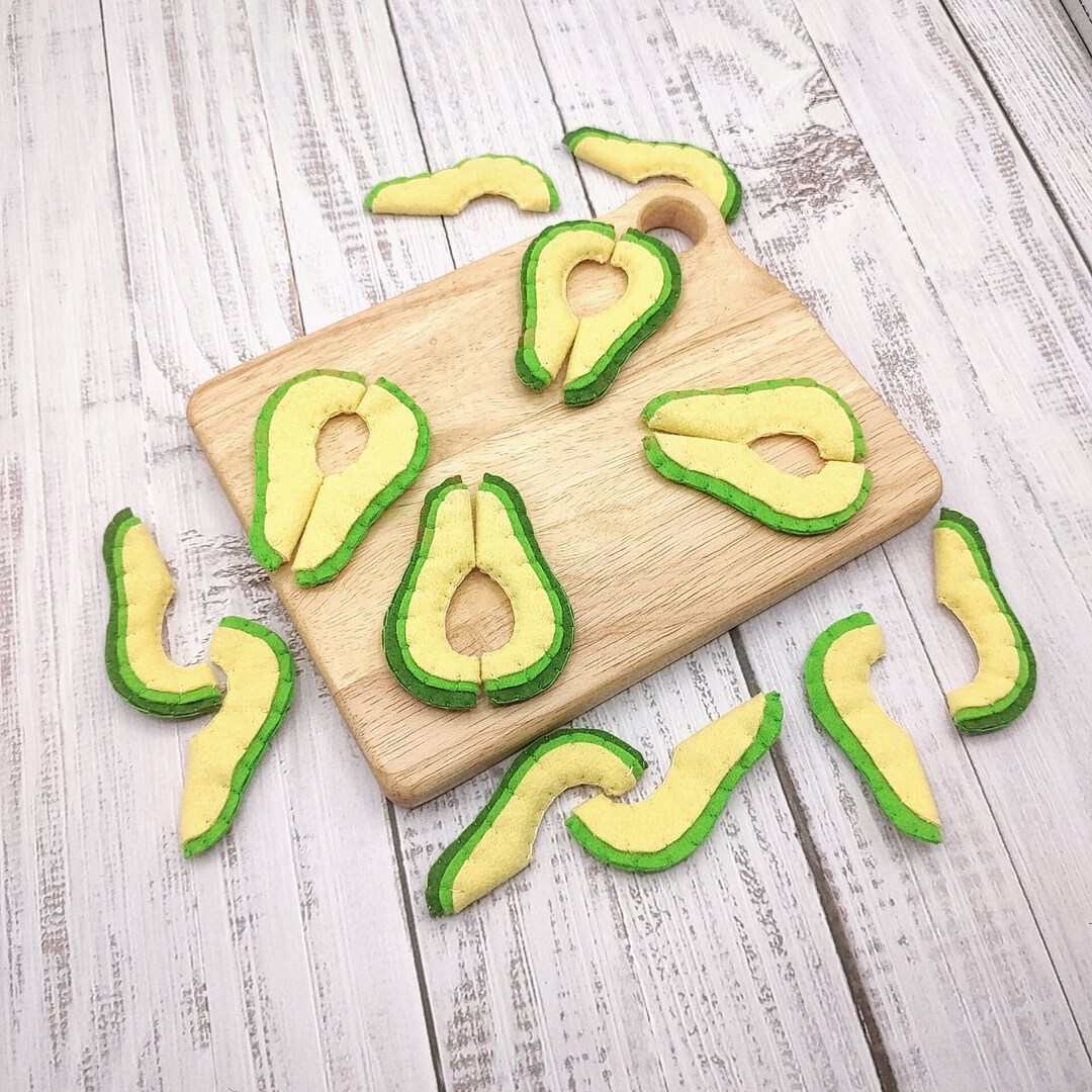 Avocado Felt Slice, Play Food (felt Food, Pretend Kids Kitchen Accessories or Cafe, Plush ...
