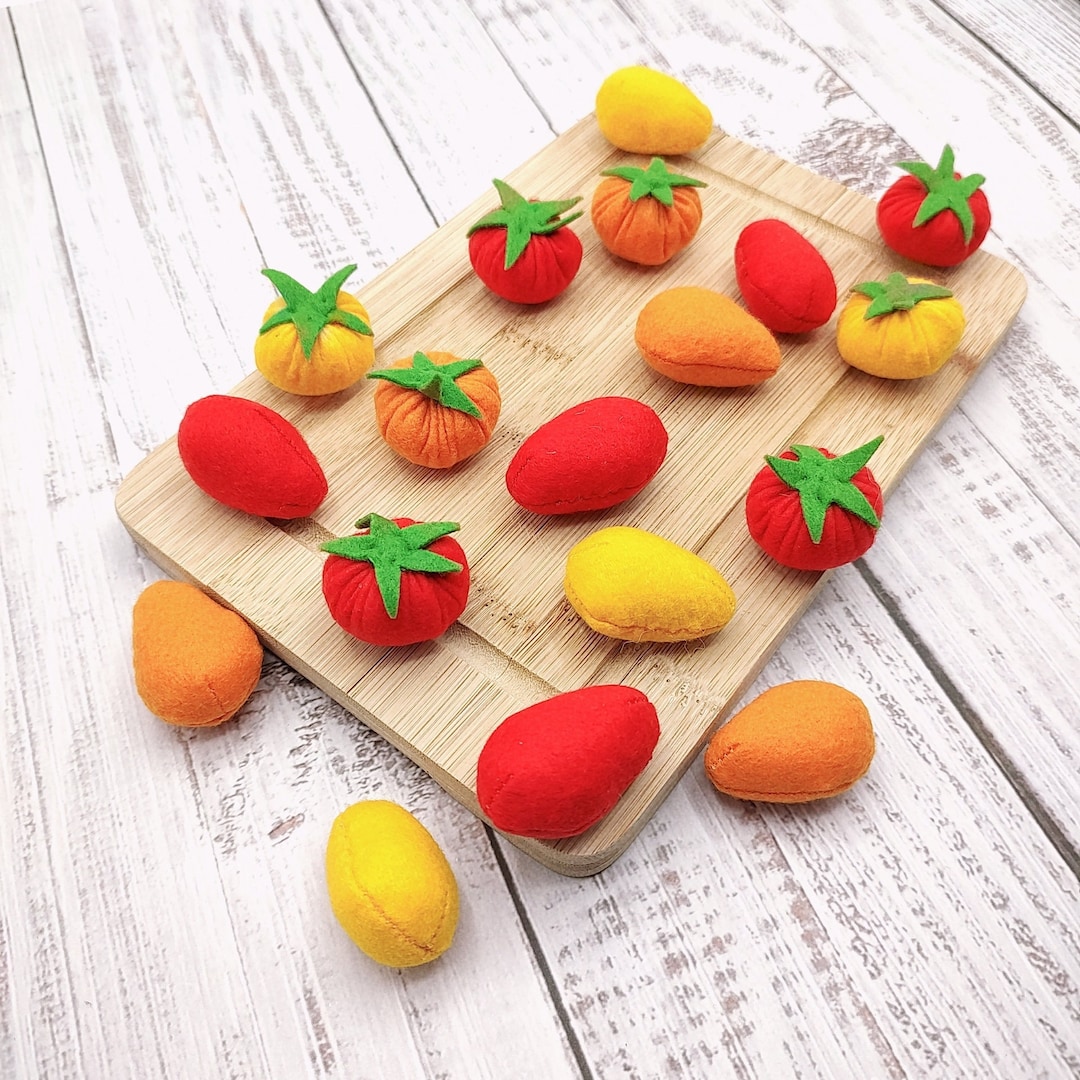 Tomato Cherry & Grape Play Food (felt Food, Pretend Play Kids Kitchen ...