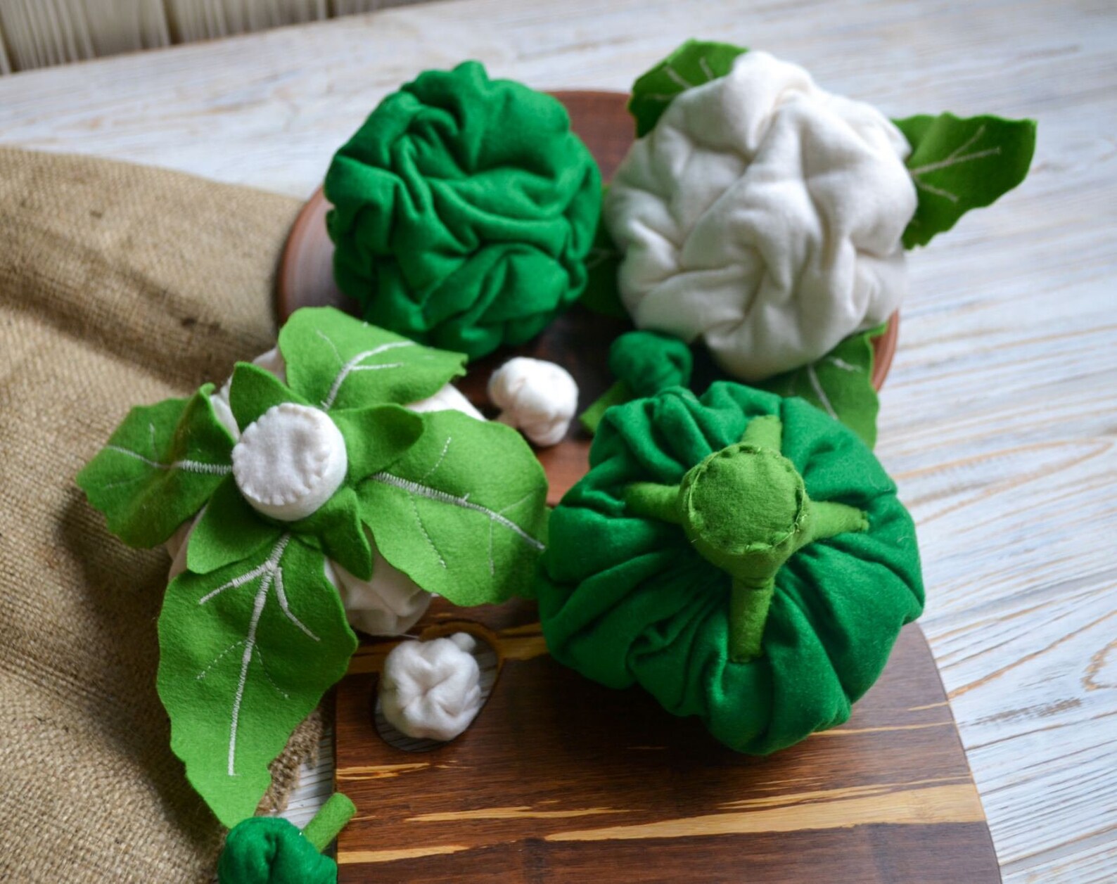 Broccoli, Cauliflower Play Food (felt Food, Pretend Play Kids Kitchen ...