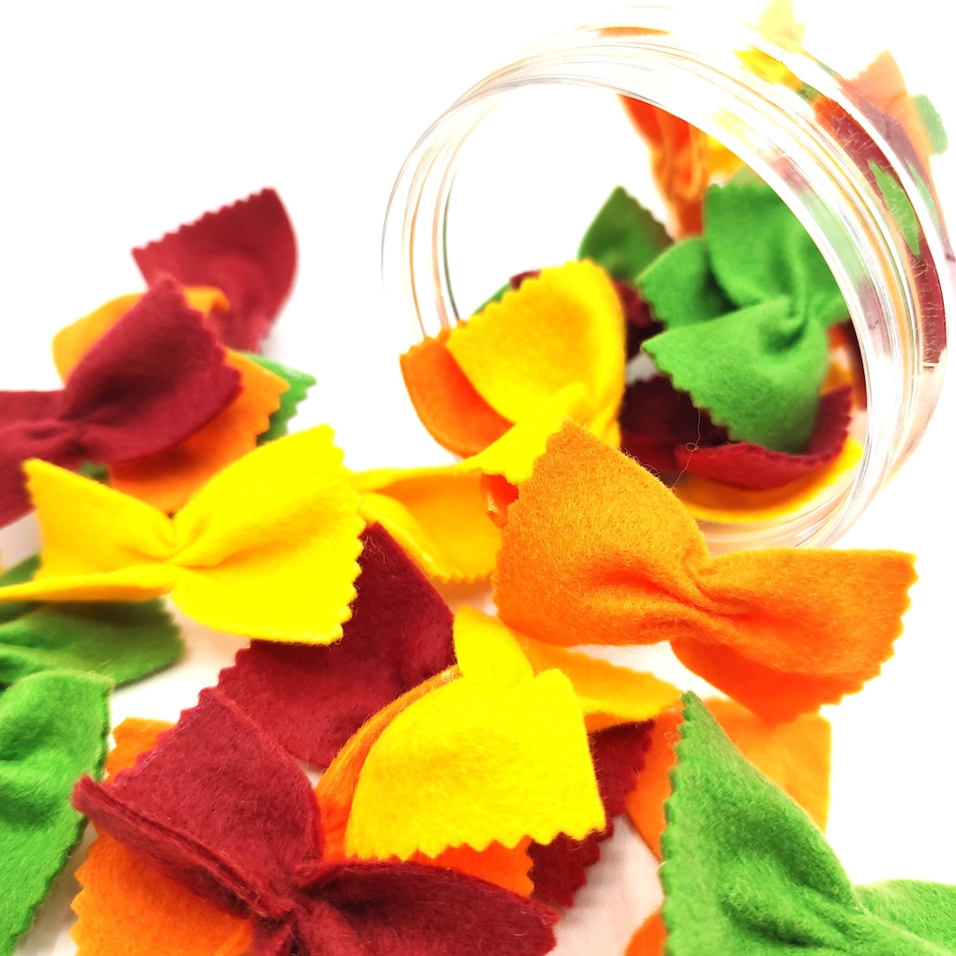 Pasta Colored Farfalle, Bow Tie Play Food, Felt Food, Pretend Play Kids ...