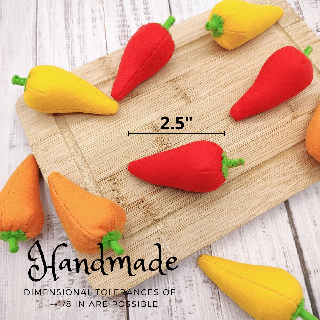 Mini Sweet Pepper Play Food (felt Food, Pretend Play Kids Kitchen ...