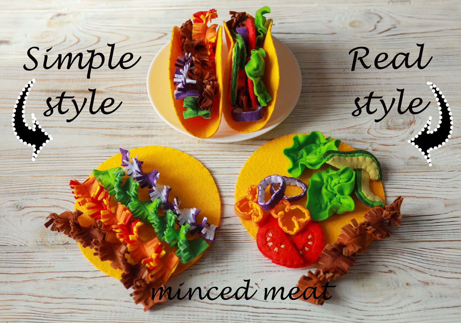 ONE Taco Play Food felt Food Pretend Play Kids Kitchen - Etsy