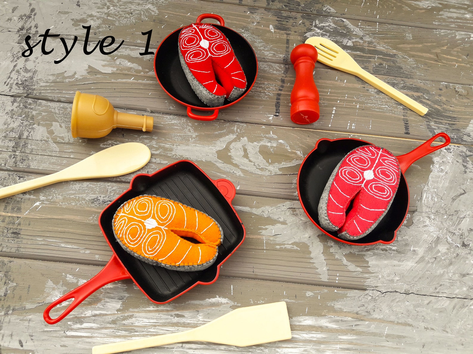 Salmon Steak Fish Steak Play Food felt Food Pretend Play - Etsy