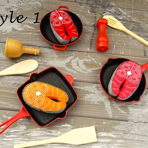 Salmon Steak, Fish Steak Play Food felt Food, Pretend Play Kids Kitchen ...