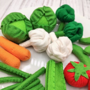 Vegetables Set Play Food (felt Food, Pretend Play Kids Kitchen, Plush ...