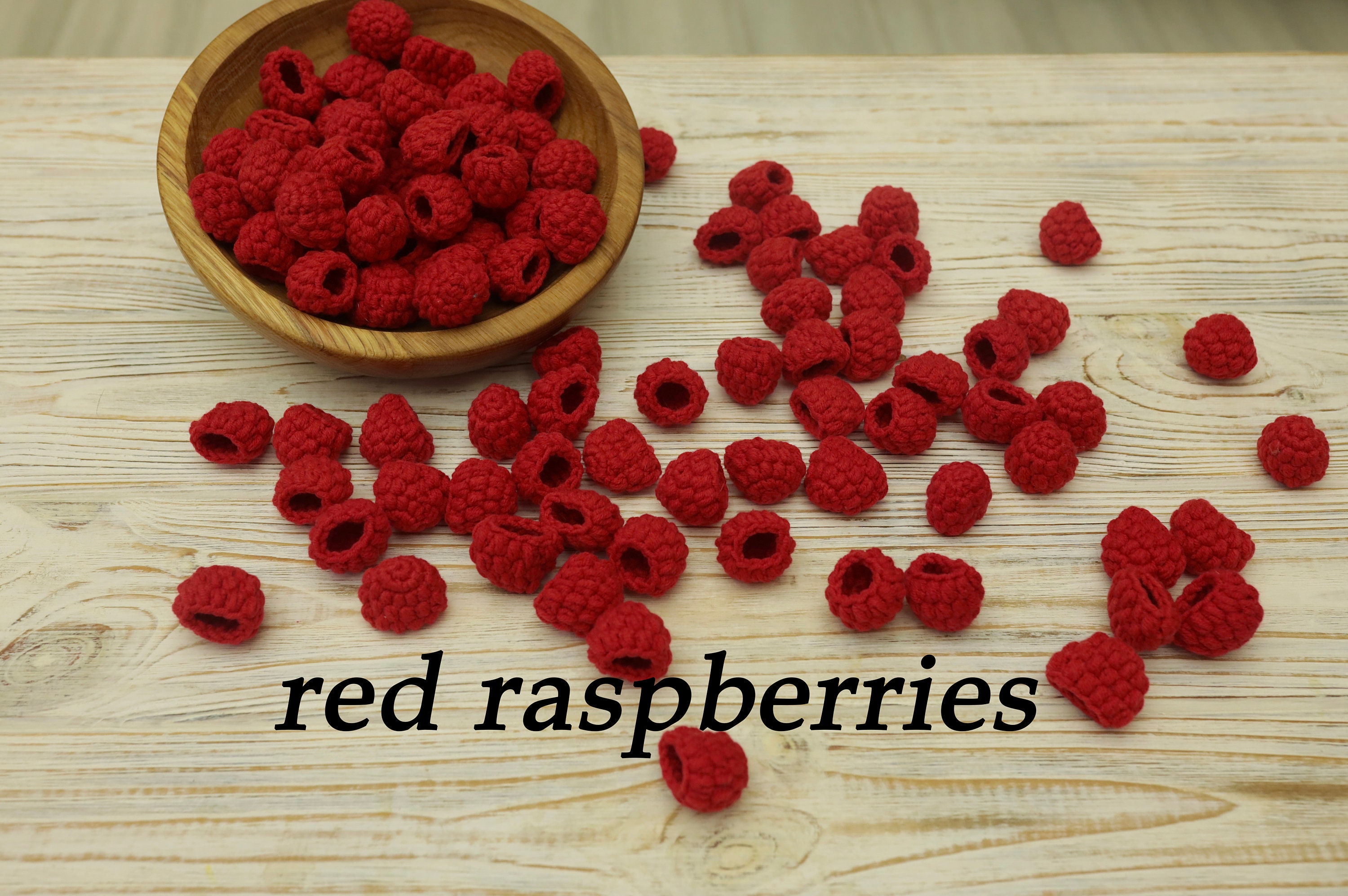 Raspberry Play Food (crochet Berries, Fruit, Pretend Play Kids Kitchen ...