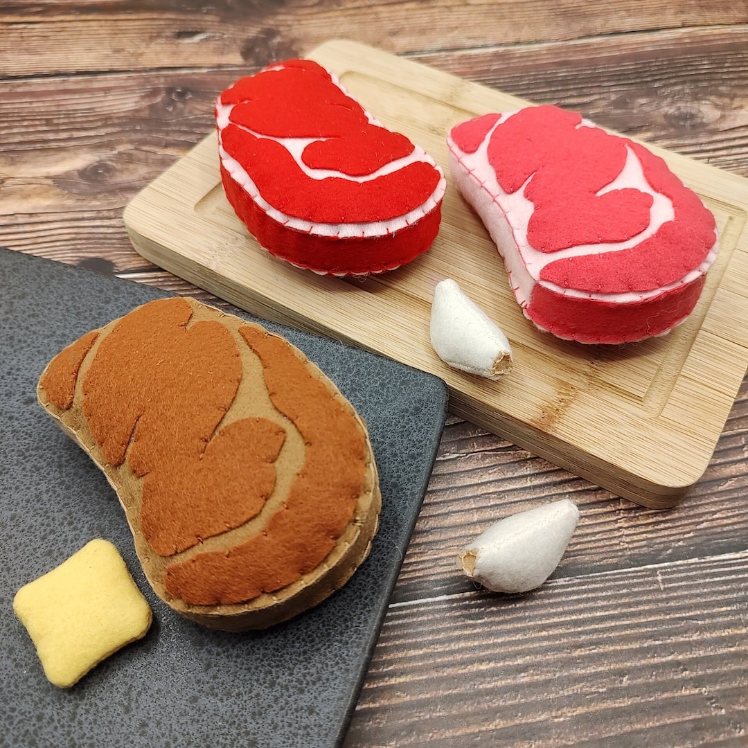 Meat Steak Rib-eye, Roast Steak Play Food / Felt Food, Pretend Play ...
