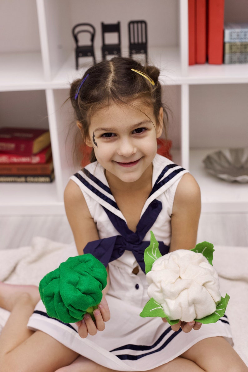 Broccoli Cauliflower Play Food felt Food Pretend Play Kids | Etsy