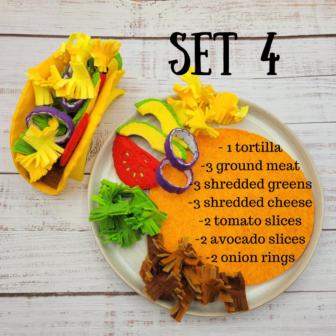 Taco Felt Play Food (pretend Kids Kitchen, Plush Cooking Toys, Fake ...