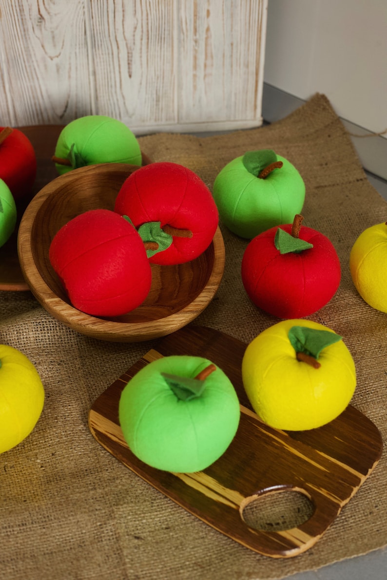 Apple Felt pretend Play Food Fruits Vegetables Set Kids - Etsy
