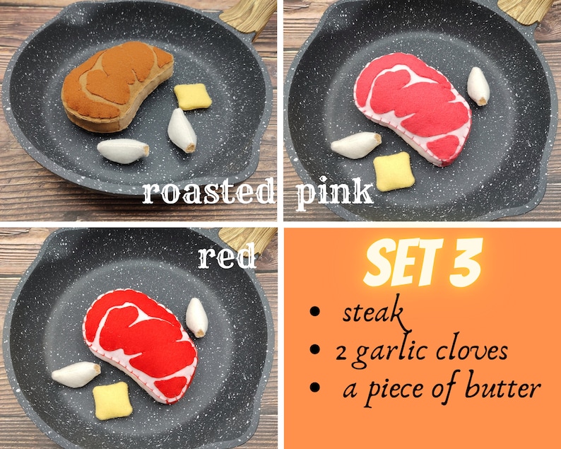 Meat Steak Rib-eye, Roast Steak Play Food / Felt Food, Pretend Play ...