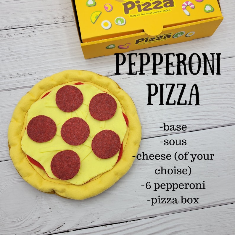 Pepperoni Pizza Whole 6.5" in Box, Felt Pretend Play Food, Kids Kitchen ...