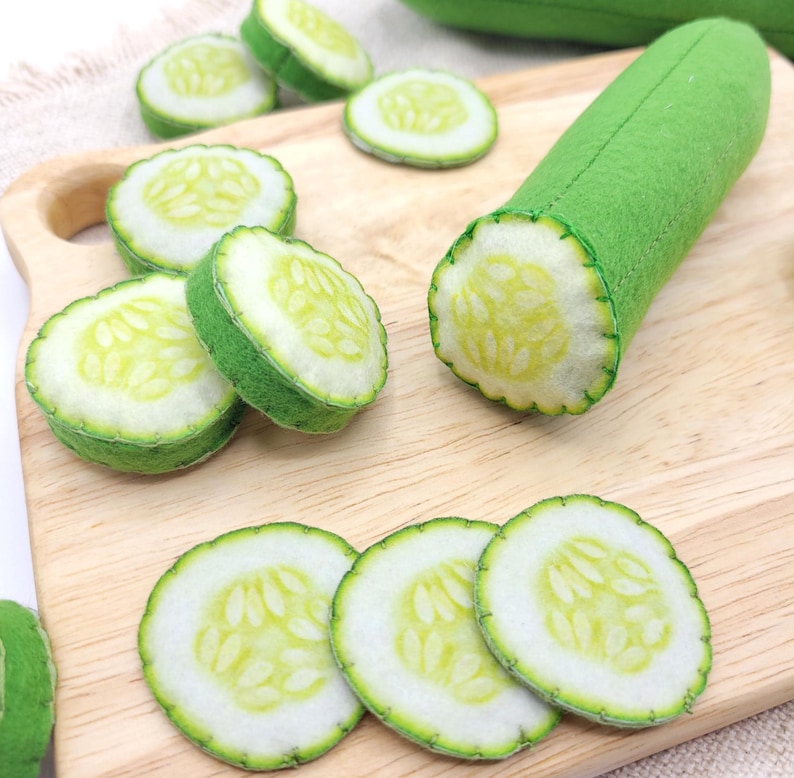 Cucumber, Felt Slice of Cucumber Play Food, Felt Food for Salad ...