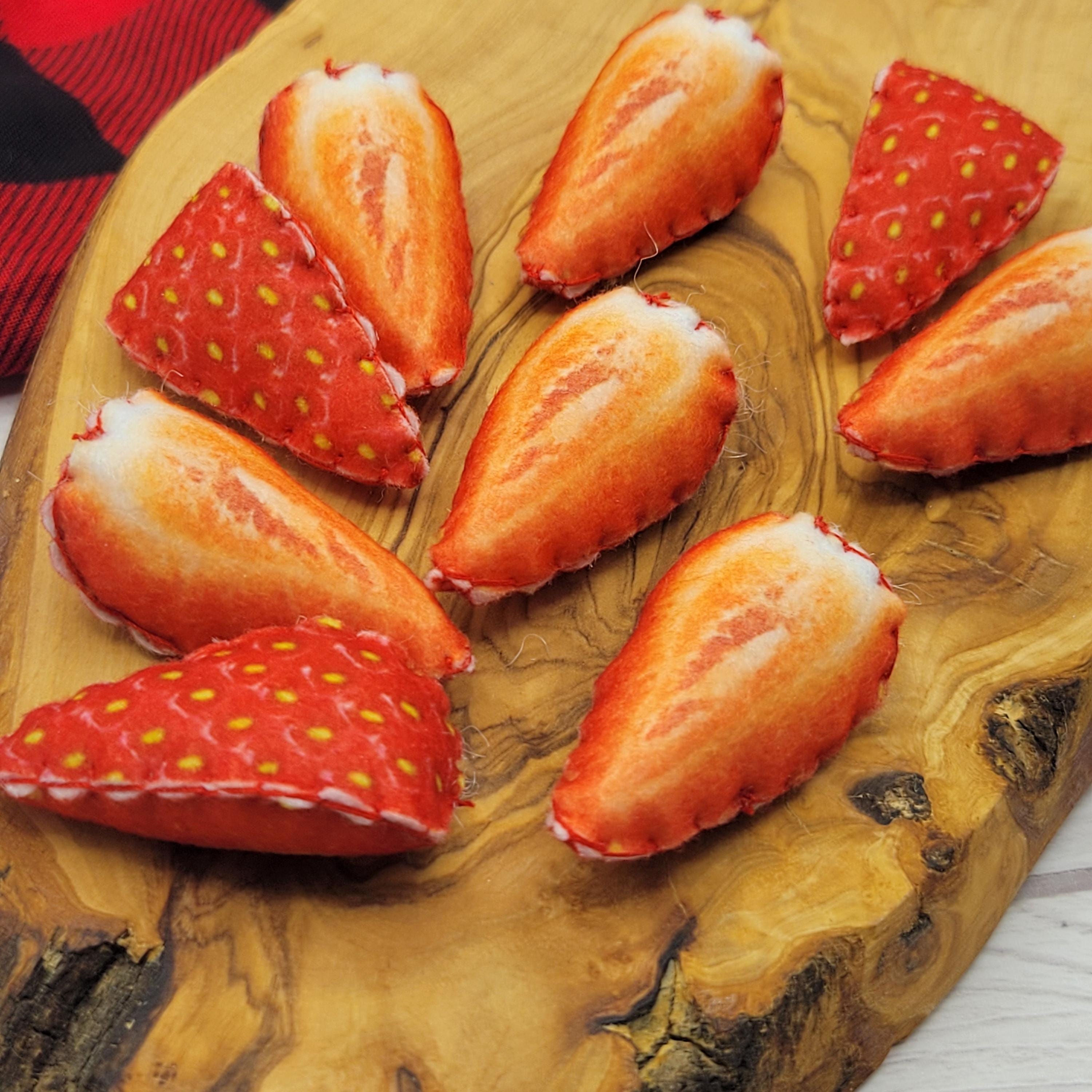 Strawberry, Realistic Slice for Salad (play Felt Food, Pretend Kids ...