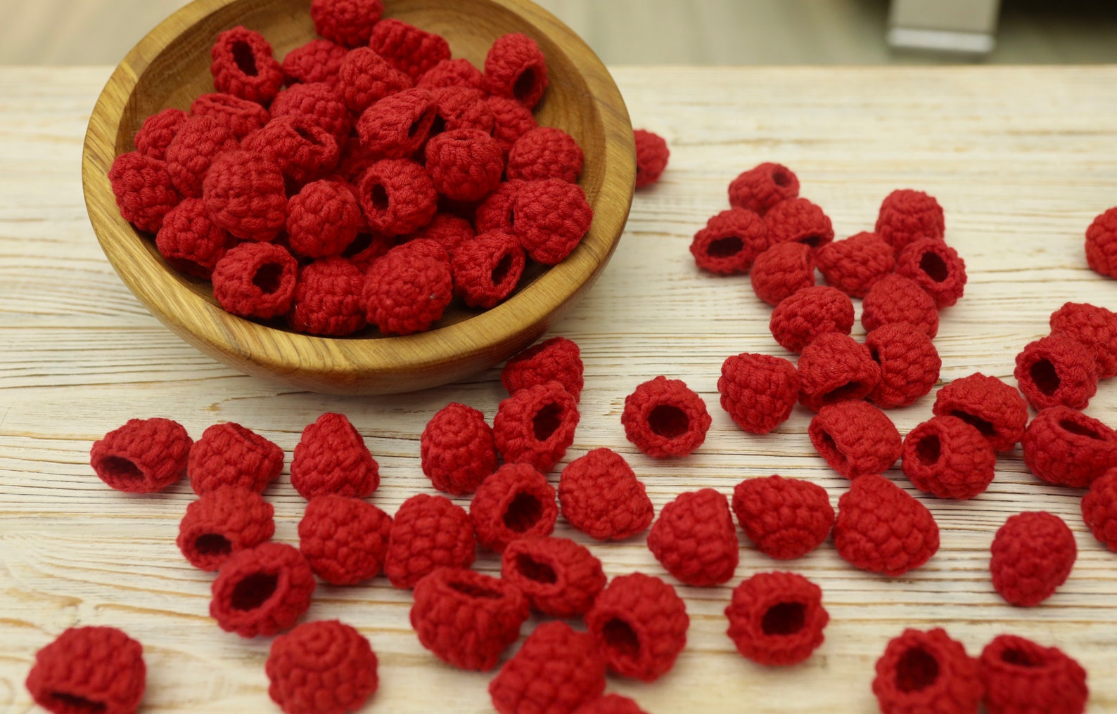 Raspberry Play Food (crochet Berries, Fruit, Pretend Play Kids Kitchen ...