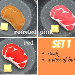 Meat Steak Rib-eye, Roast Steak Play Food / Felt Food, Pretend Play ...