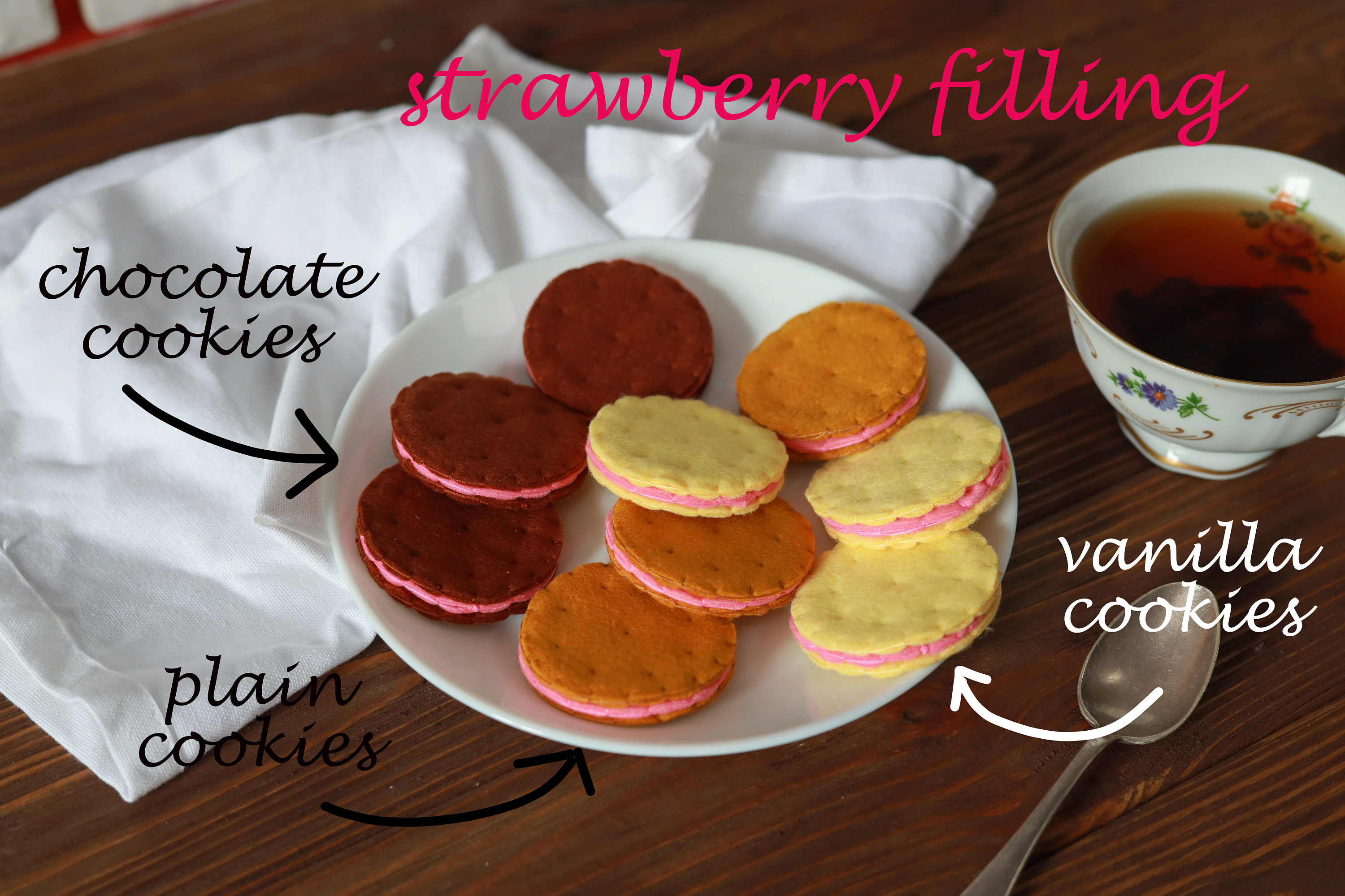 Cookies Sandwich Oreo Bakery Play Food felt Food Pretend | Etsy