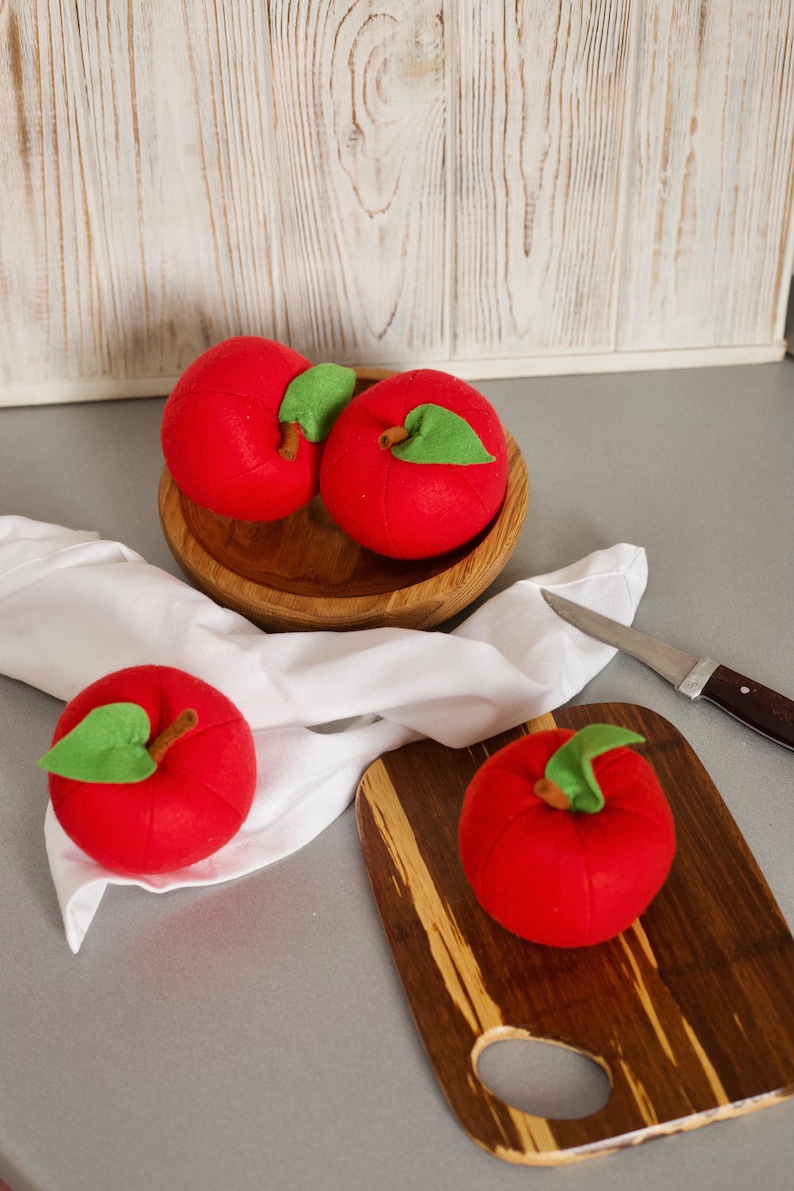 Apple Felt pretend Play Food Fruits Vegetables Set Kids - Etsy