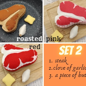 Meat Steak T-bone, Roast Steak Play Food / Felt Food, Pretend Play Kids ...