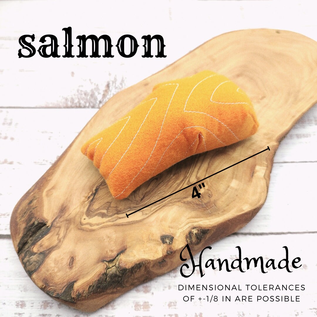 Salmon Fillet, Tuna Steak, Cod Fish Play Food (felt Food, Pretend Play ...