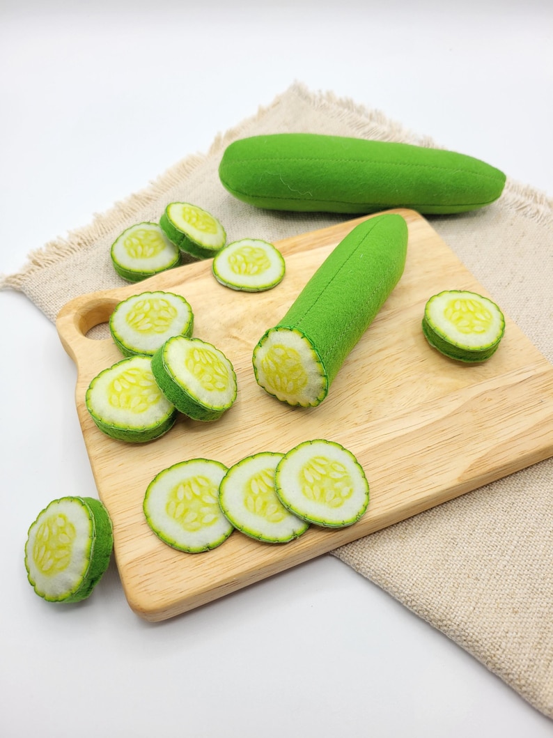 Cucumber, Felt Slice of Cucumber Play Food, Felt Food for Salad ...