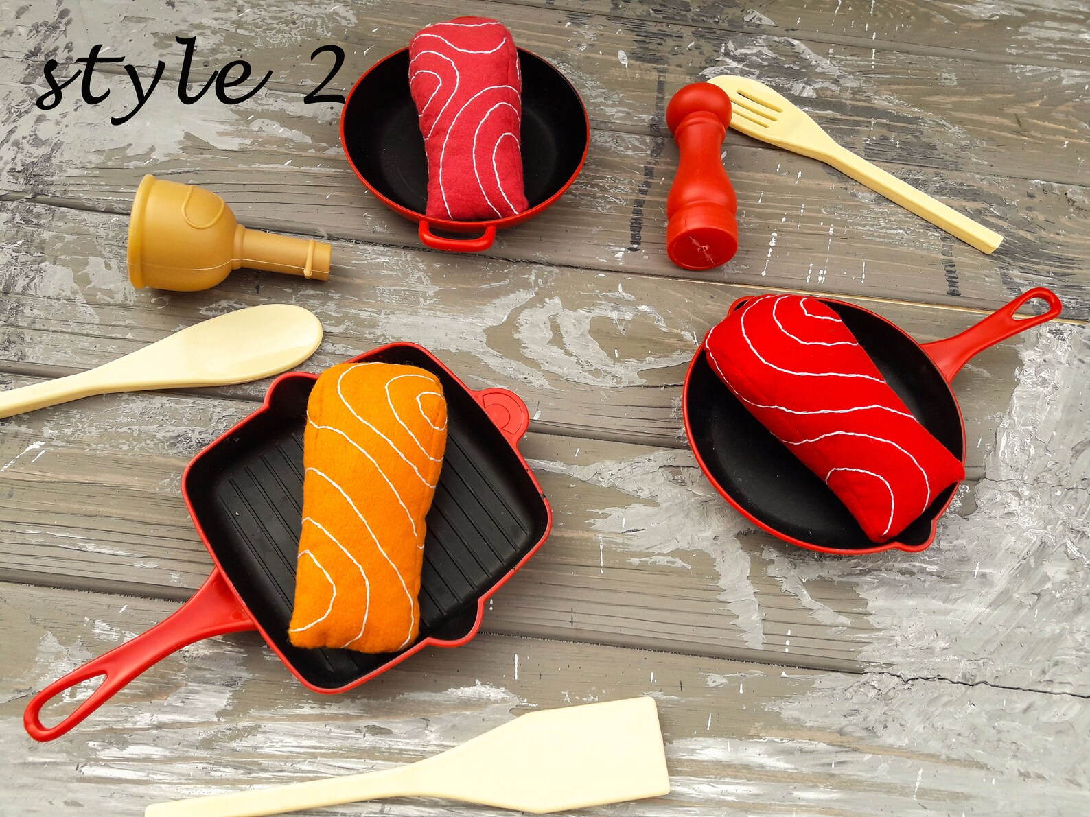Salmon Steak Fish Steak Play Food felt Food Pretend Play - Etsy