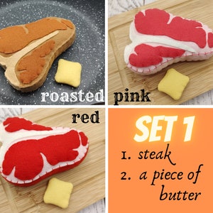 Meat Steak T-bone, Roast Steak Play Food / Felt Food, Pretend Play Kids ...