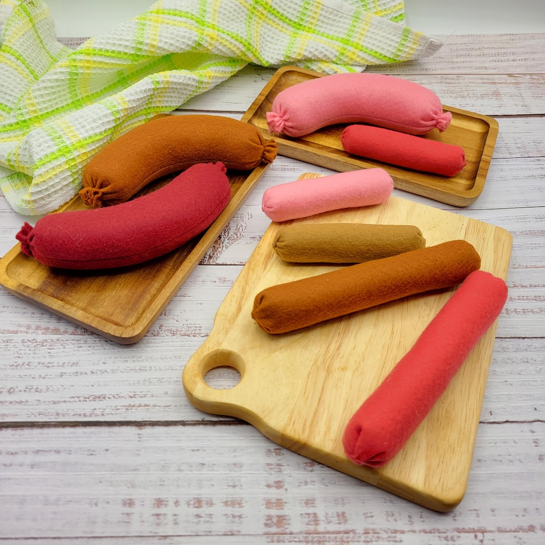 Sausage Play Food (felt Breakfast Link, Barbeque Sausage, Pretend Play ...