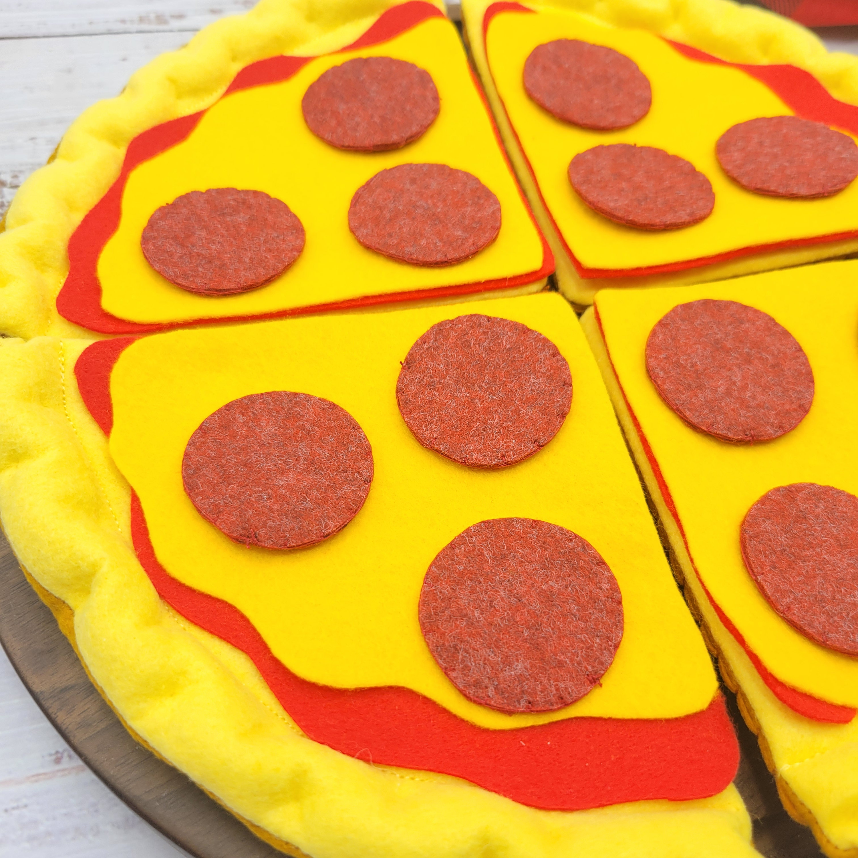 4 Slices Pepperoni Pizza 10" in Box, Felt Pretend Play Food, Kids ...