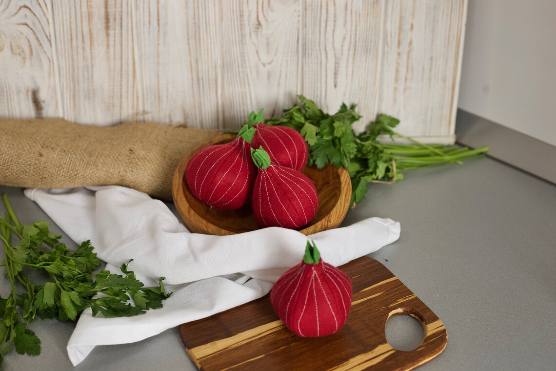Onion Play Food felt Food Vegetables Fruits Pretend Play - Etsy