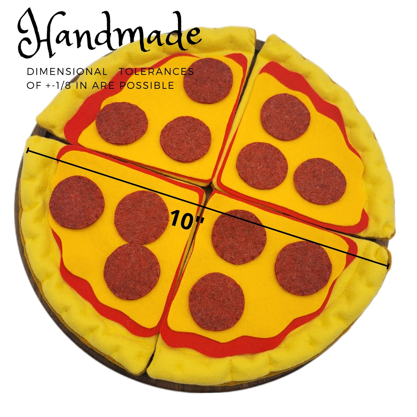 4 Slices Pepperoni Pizza 10" in Box, Felt Pretend Play Food, Kids ...