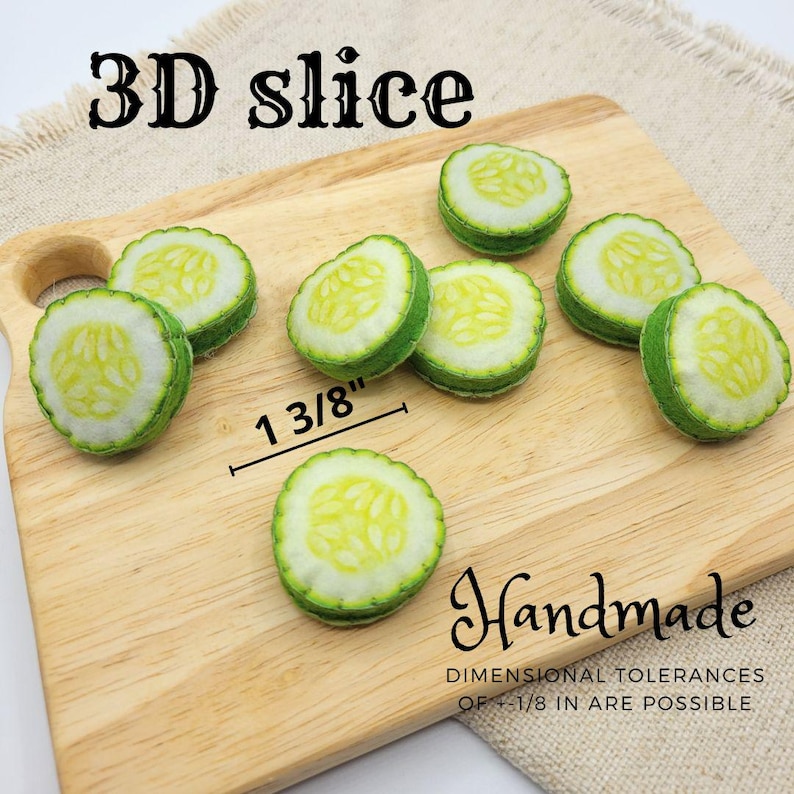 Cucumber, Felt Slice of Cucumber Play Food, Felt Food for Salad ...