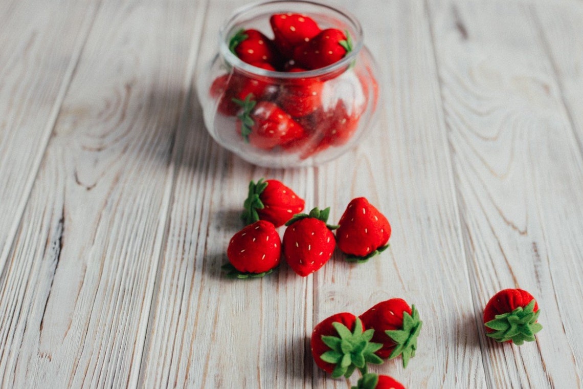 Strawberry Felt pretend Play Food Fruits Vegetables Kids - Etsy