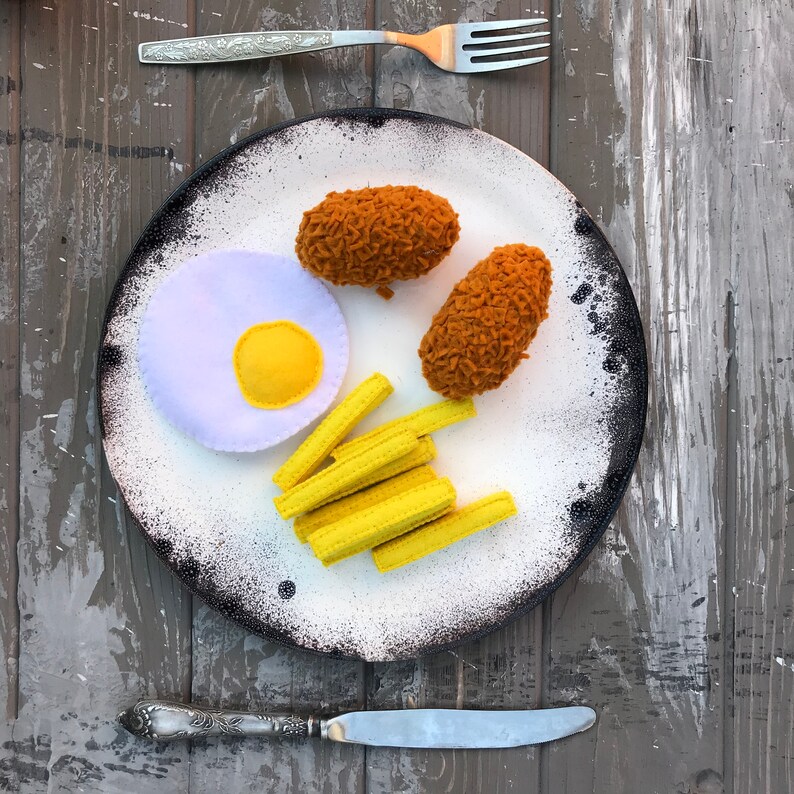 Meat cutlet roast meat play food felt food play kitchen | Etsy