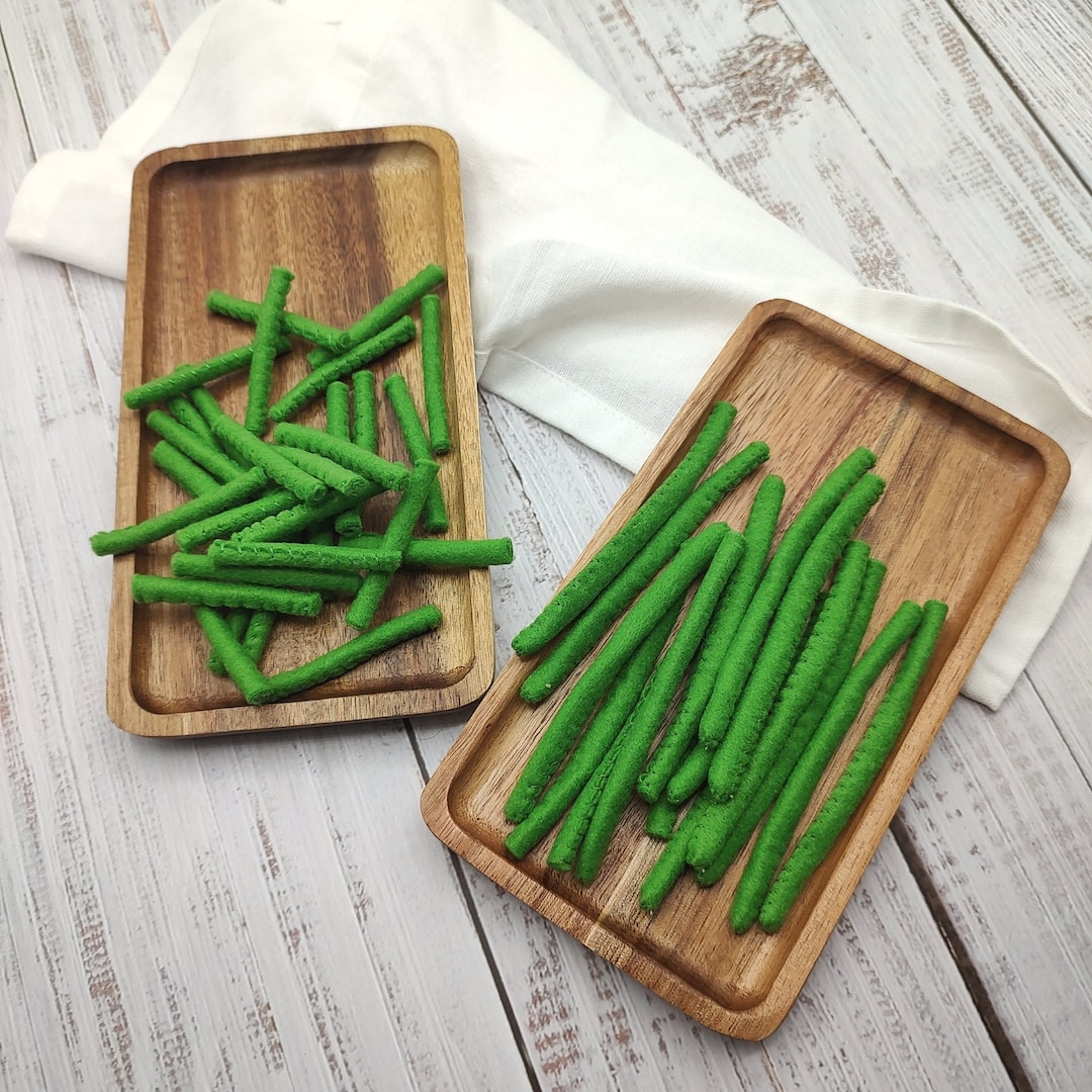 Green Bean Play Food (felt Food, Pretend Play Kids Kitchen, Plush Toy ...