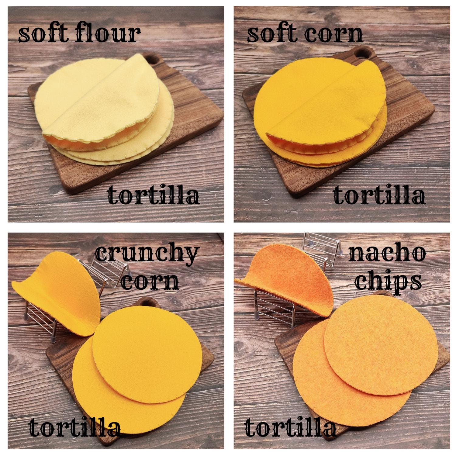 Taco Felt Play Food (pretend Kids Kitchen, Plush Cooking Toys, Fake ...