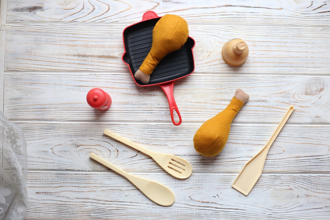 Drumsticks, Chicken Leg Play Food (felt Food, Pretend Play Kids Kitchen ...