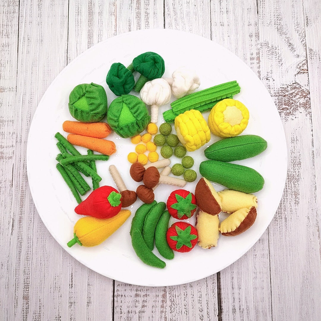 Vegetables Set Play Food (felt Food, Pretend Play Kids Kitchen, Plush ...