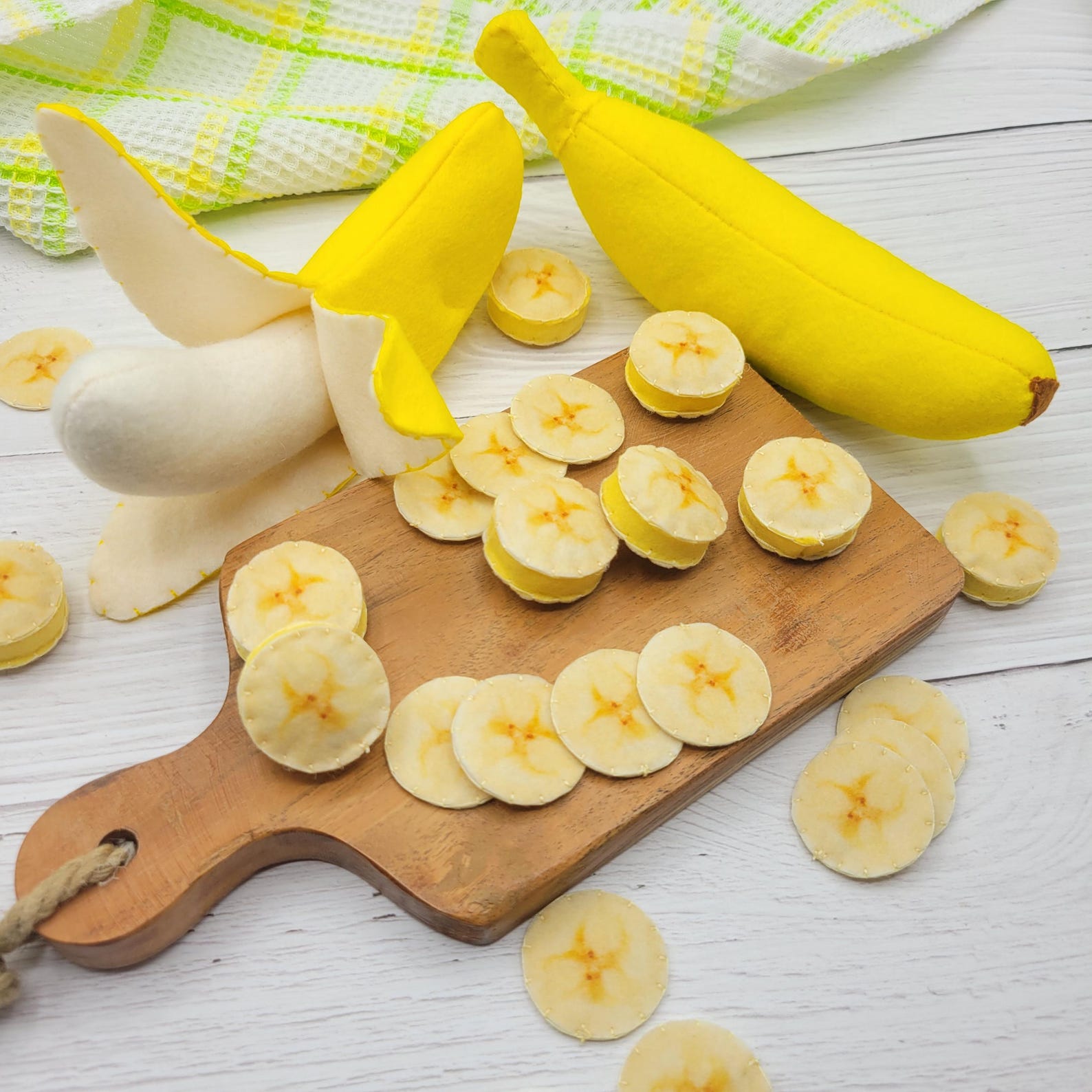 Banana Felt Realistic Slice (play Felt Food, Pretend Kids Kitchen ...