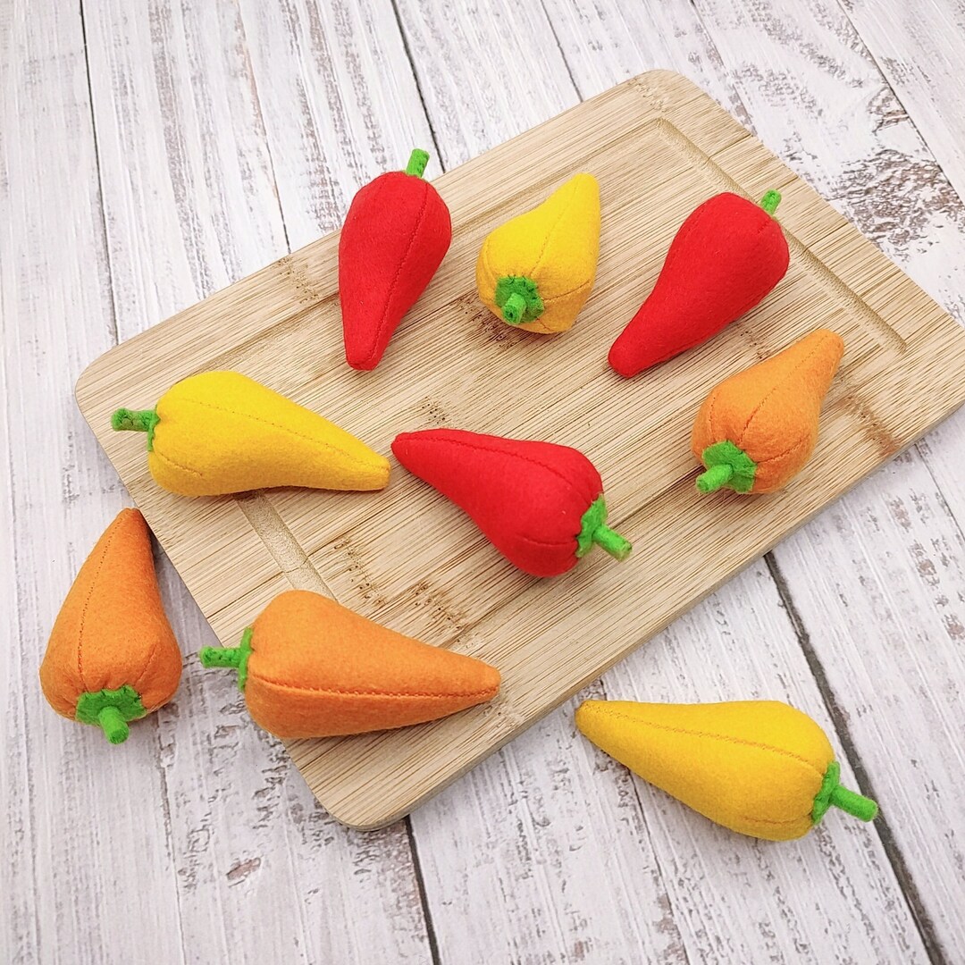 Mini Sweet Pepper Play Food (felt Food, Pretend Play Kids Kitchen ...