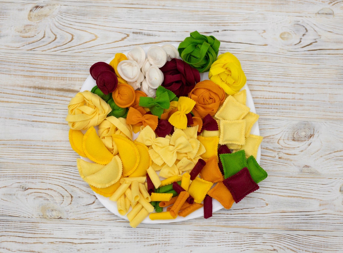 Pasta Set Play Food felt Food Pretend Play Kids Kitchen - Etsy