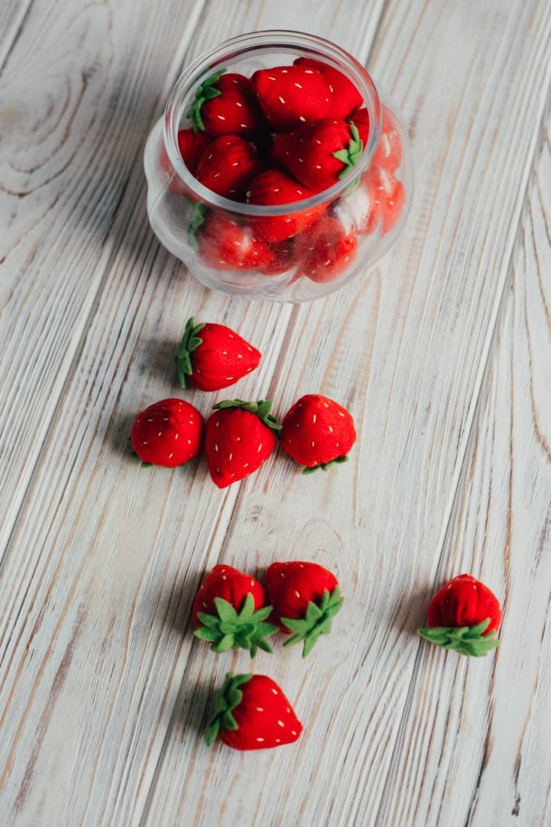 Strawberry Felt pretend Play Food Fruits Vegetables Kids - Etsy