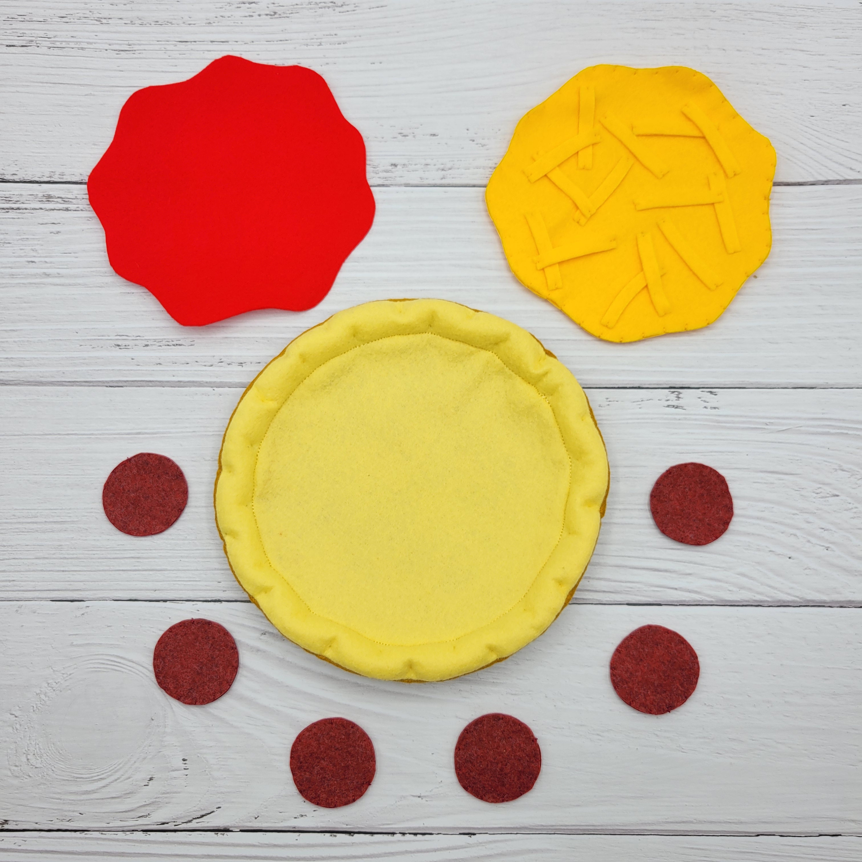 Pepperoni Pizza Whole 6.5" in Box, Felt Pretend Play Food, Kids Kitchen ...