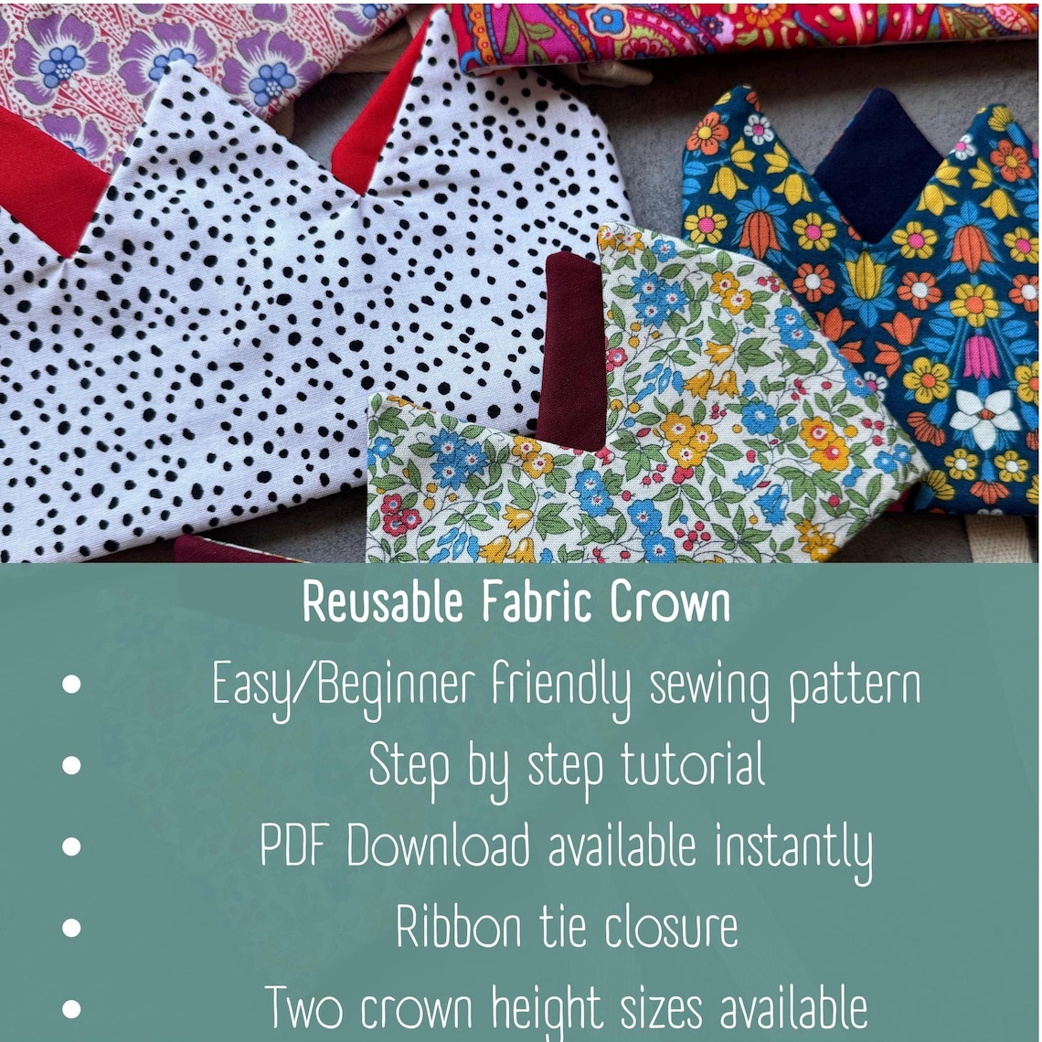 Reversible Fabric Crown Sewing Pattern PDF | DIY Birthday Crown With ...