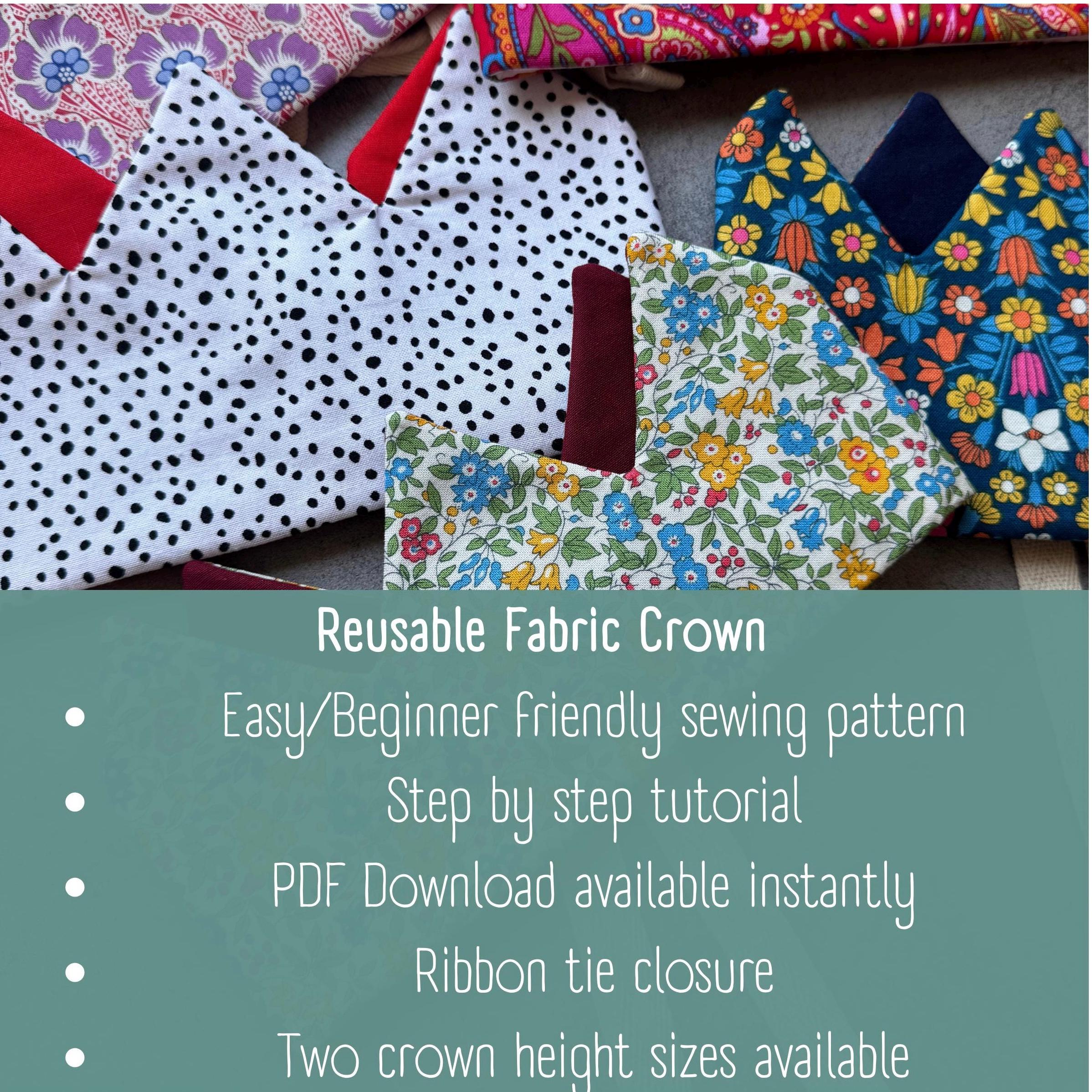 Reversible Fabric Crown Sewing Pattern PDF | DIY Birthday Crown With ...