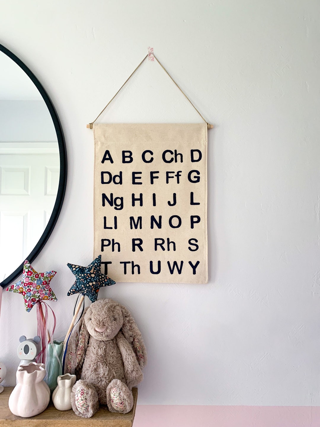 Fabric Welsh Alphabet Wall Hanging, Playroom Wall Hanging, Fabric Wall ...