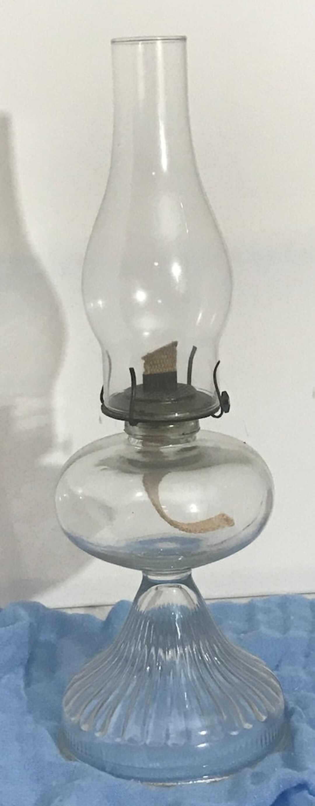 Authentic Vintage Hurricane Oil Lamp EAP Clear Glass Pedestal the Screw Top Wick Brass Holder is ...