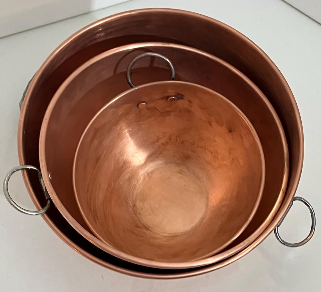 3 Solid Copper Round Bottom Mixing Bowls - Etsy